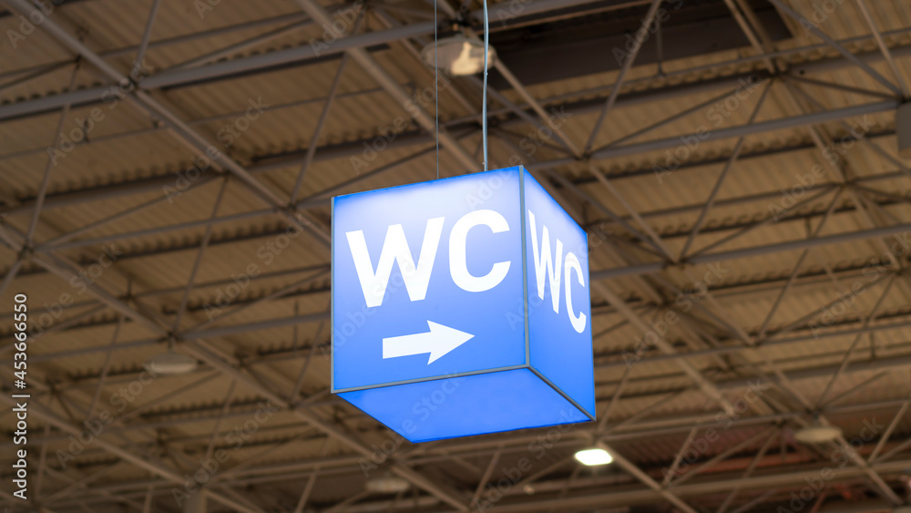 WC toilet sign. Men and women restroom icon sign. Public bathroom at ...