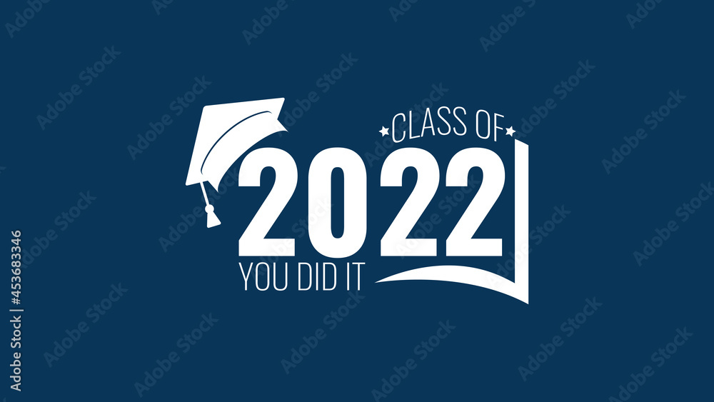 Class of 2022. White number, education academic cap and open book on ...