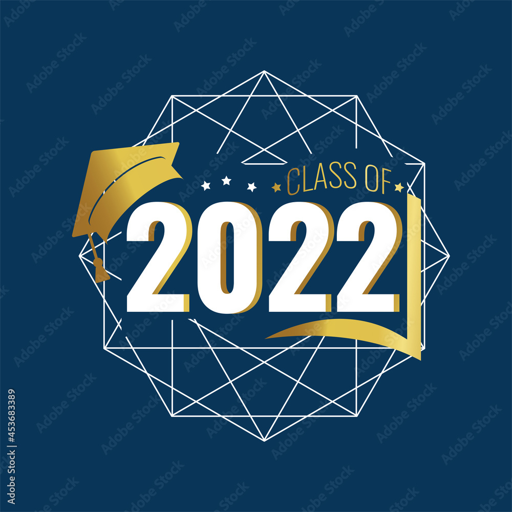 Class of 2022. white number with thrown up golden education academic ...