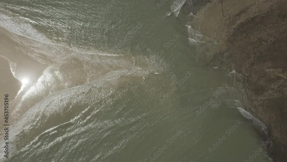 Arial View of island where two oceans meet. triangle shape of sand ...