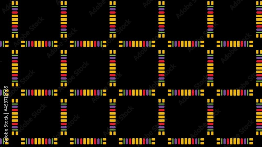 Seamless tile texture with a patterned grid in the black background ...