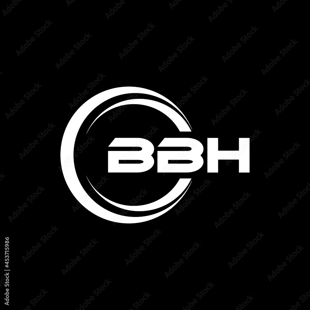 BBH letter logo design with black background in illustrator, vector ...