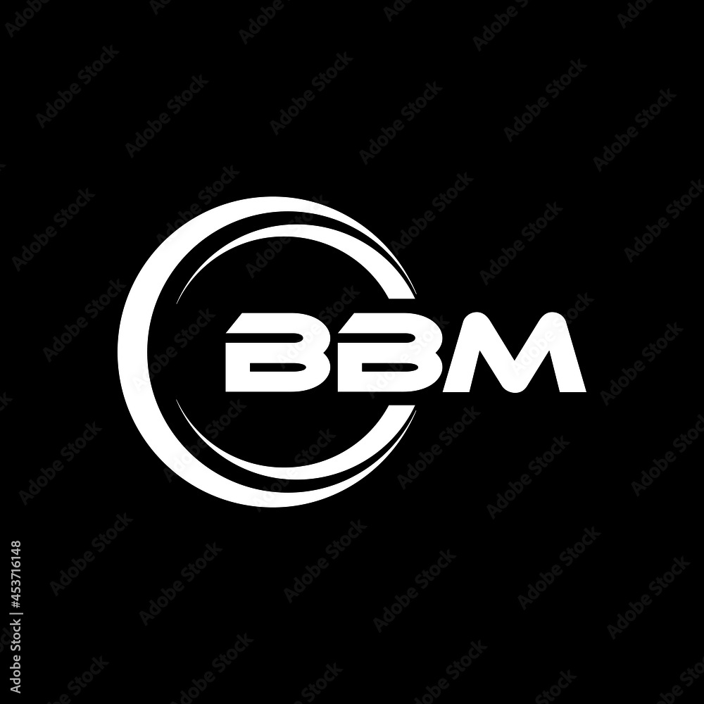 Vecteur Stock BBM letter logo design with black background in ...