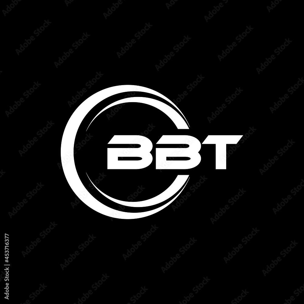 BBT letter logo design with black background in illustrator, vector ...