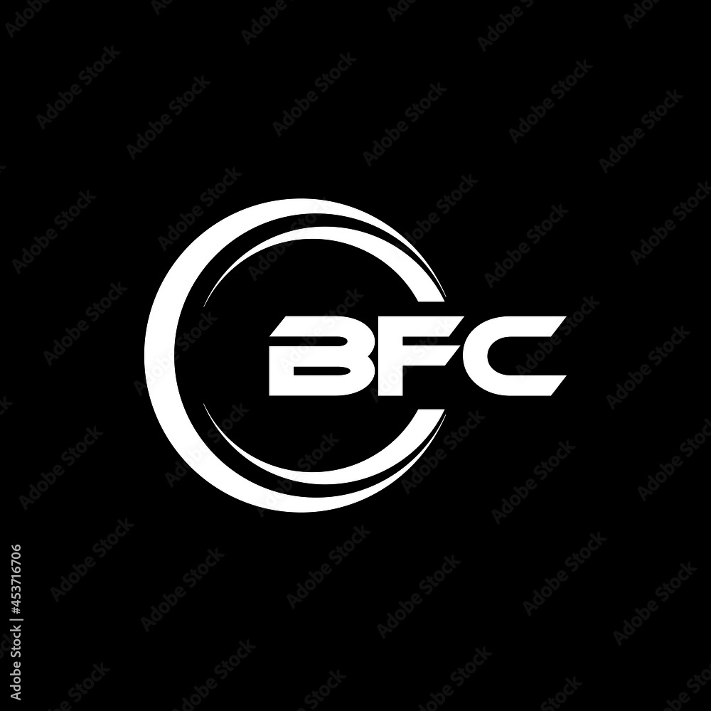 Vecteur Stock BFC letter logo design with black background in ...