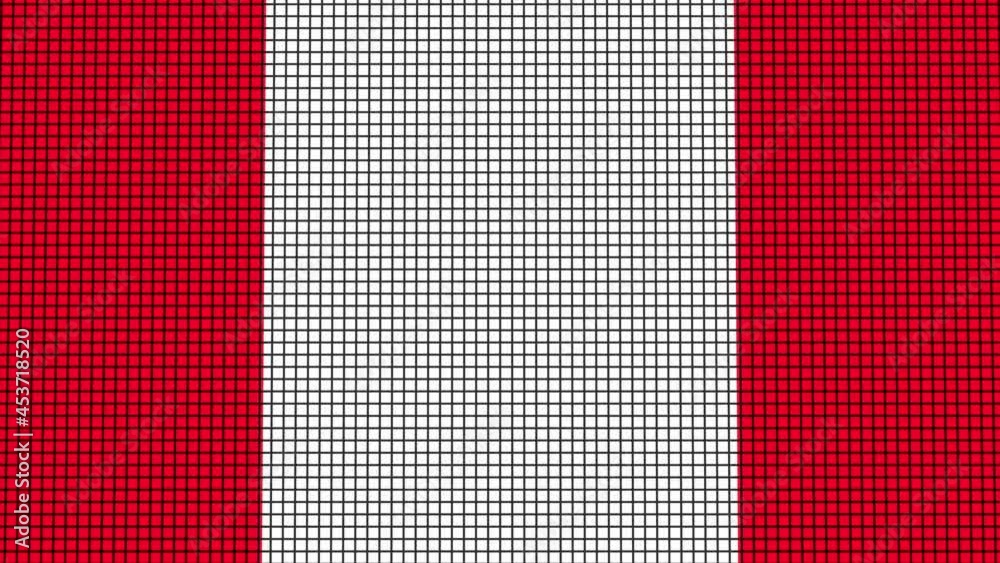 Peru Flag animated in pixel grid style technology background Stock ...
