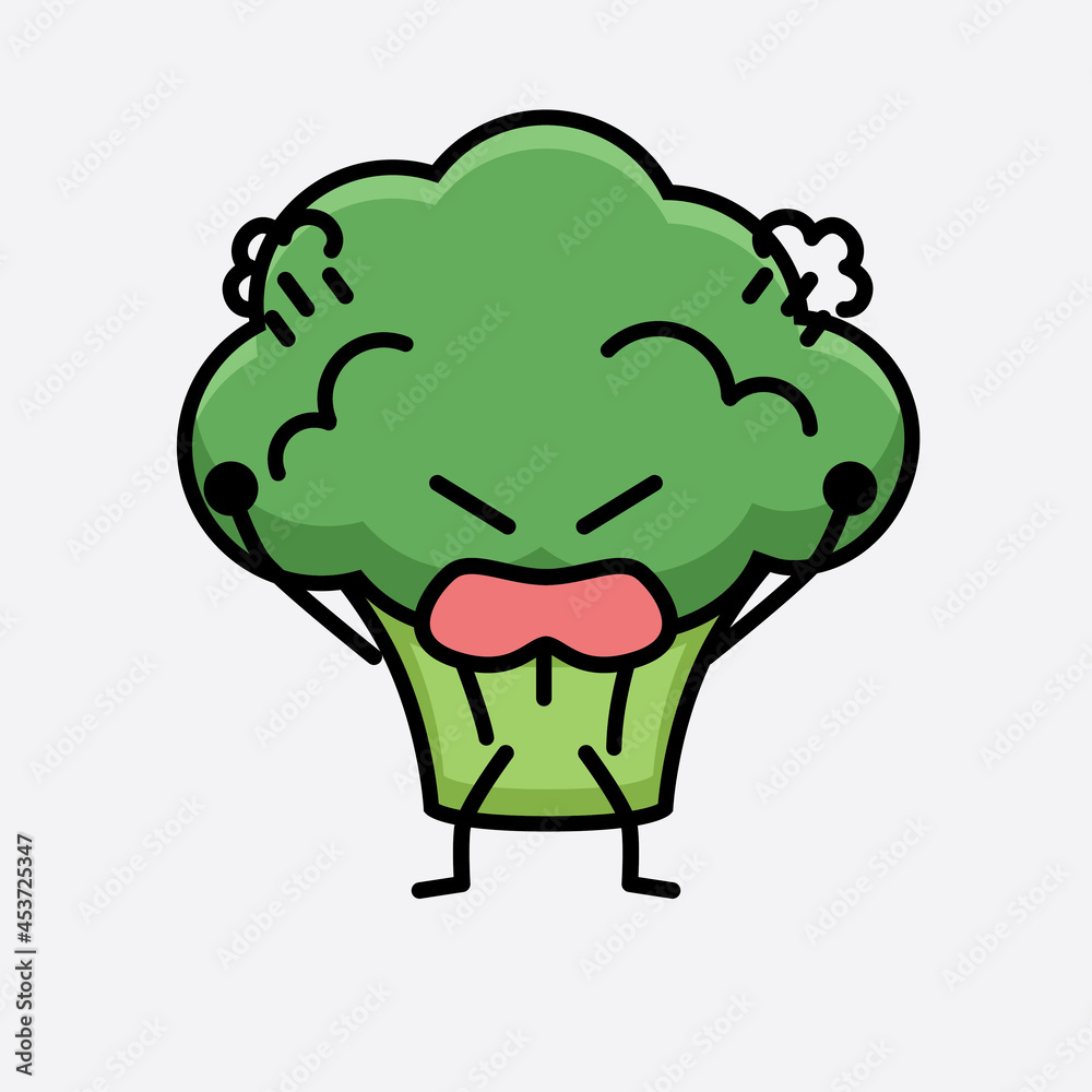 Vector Illustration of Broccoli Character Mascot Stock Vector | Adobe Stock