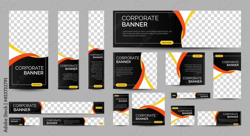 Abstract banner design web template Set, Horizontal header web banner ...