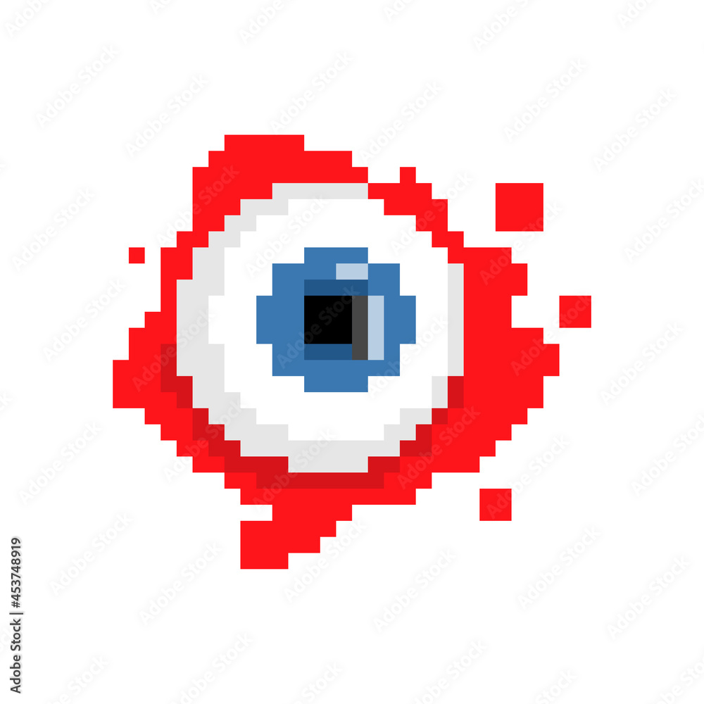 Eyeball pixel art. 8 bit Eye and blood. pixelated Halloween vector ...