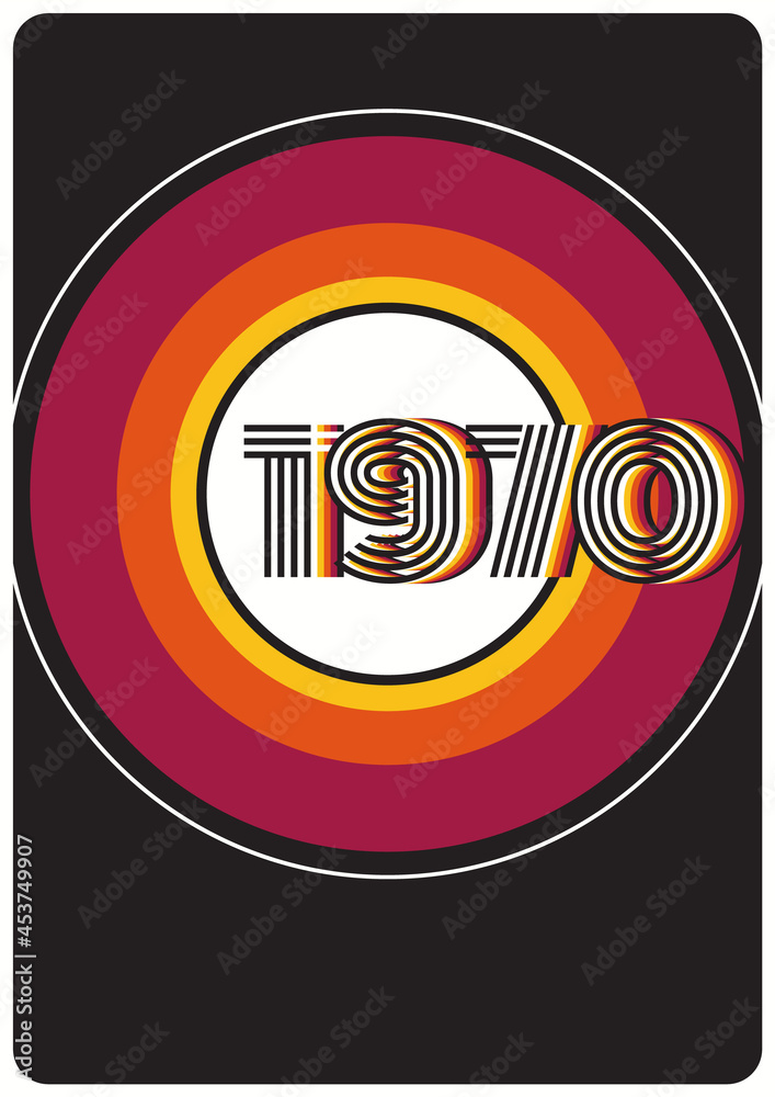 1970s Background, Vintage Color Emblem, Template for 70s Style Posters ...