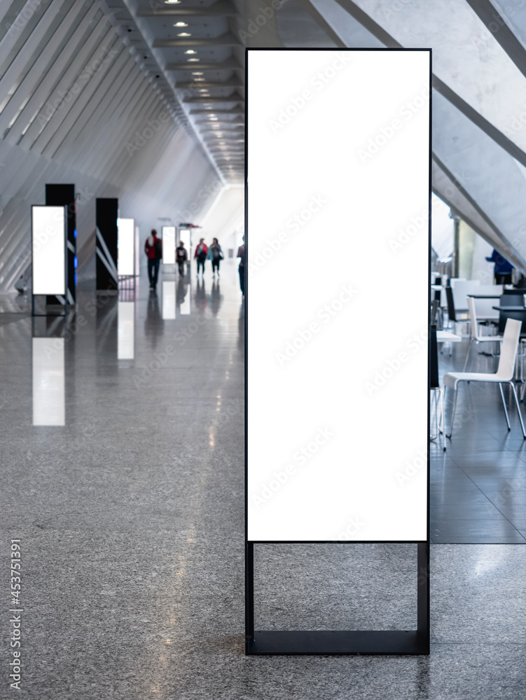 Mock up sign stand Vertical signboard Indoor public building Stock ...