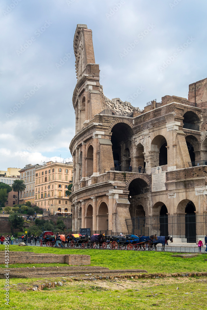 Colosseum, also known as the Flavian Amphitheater, commissioned in A.D ...