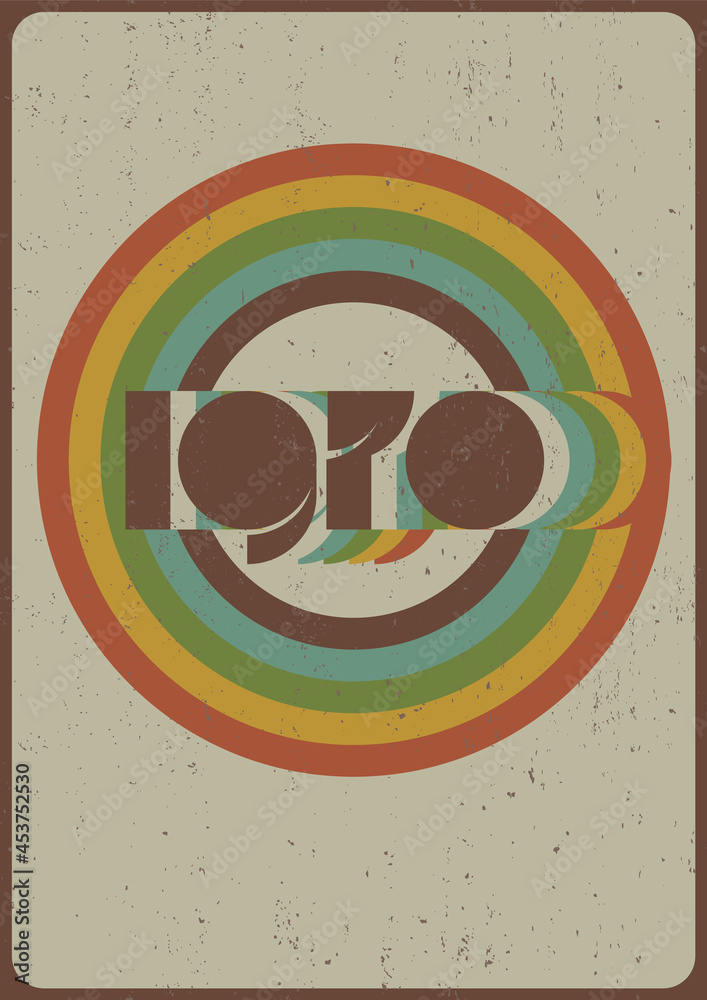 1970s Background, Vintage Color Emblem, 70s Style Template for Posters ...