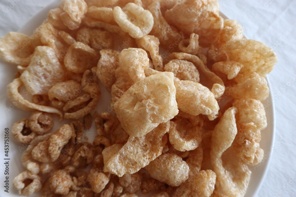 fried pork skin asian snack Stock Photo | Adobe Stock