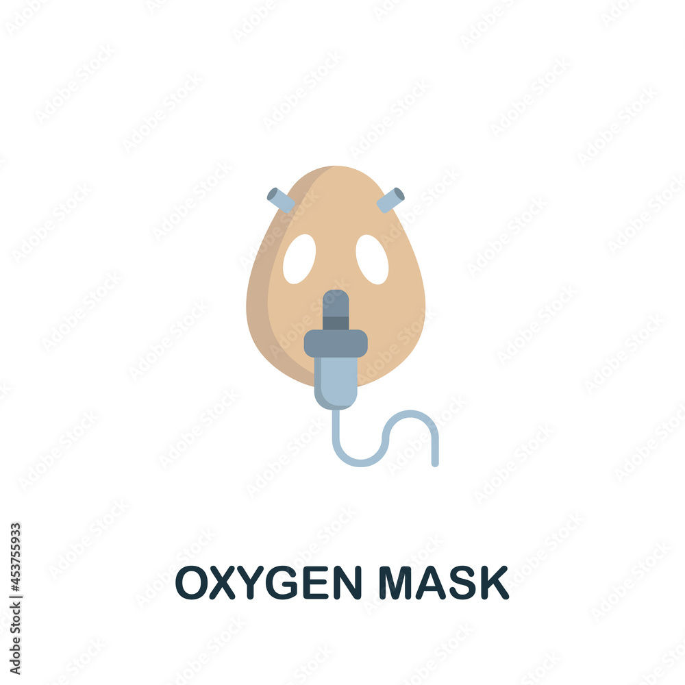 Oxygen Mask flat icon. Colored sign from oxygen collection. Creative ...