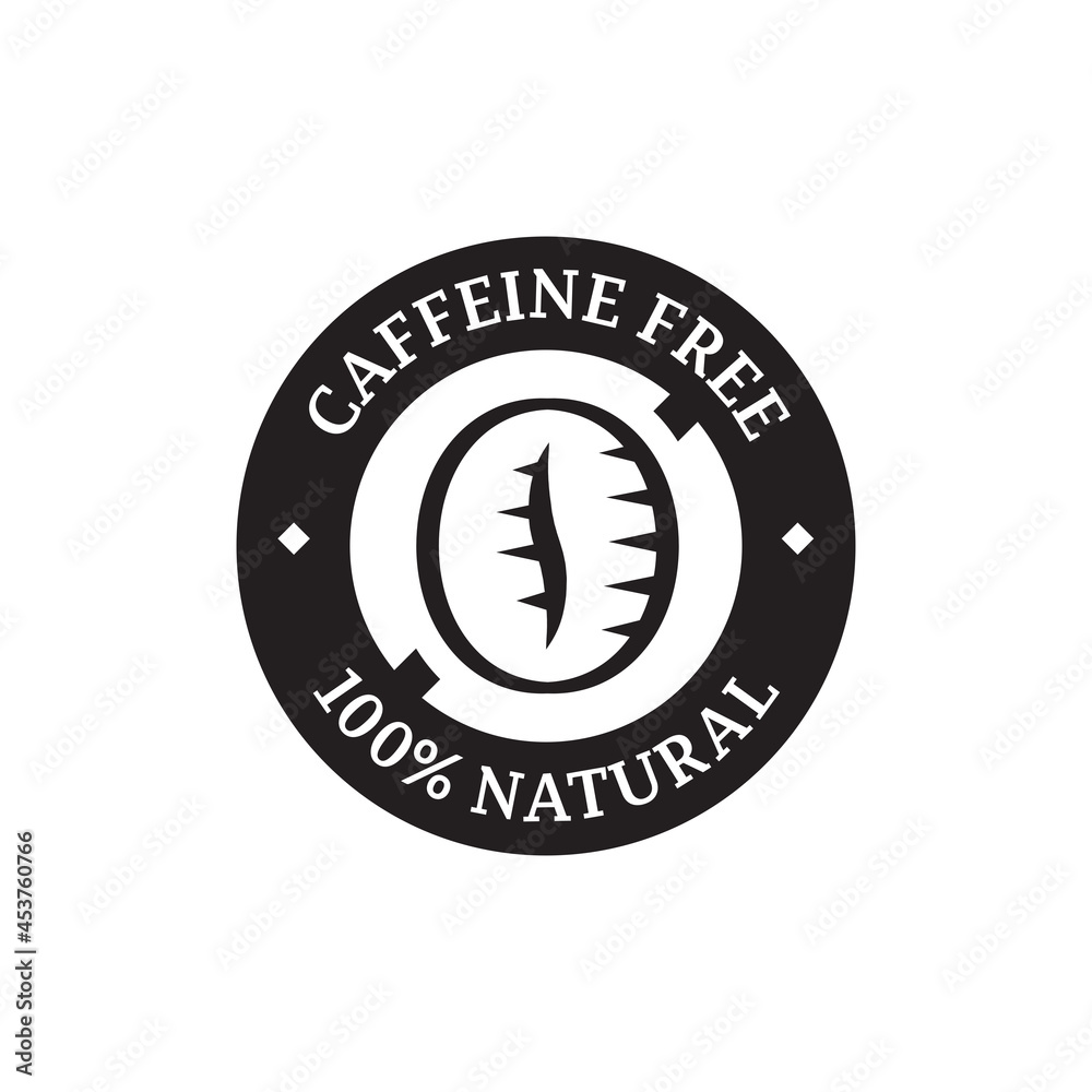 Vector caffeine free icon for food packaging with crossed out coffee ...