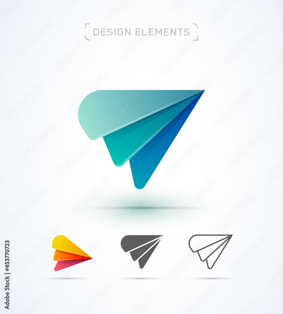 Vector abstract triangle logo template. Modern 3d, flat and line art ...