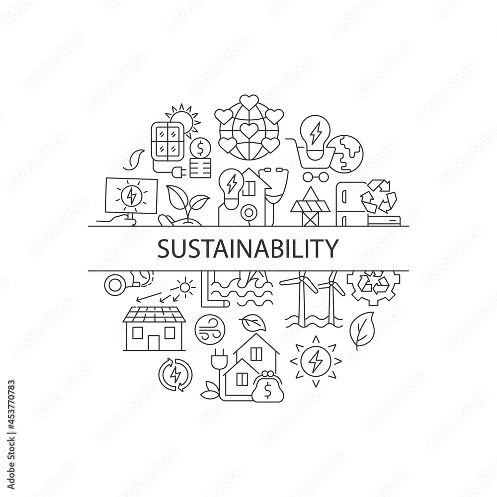 Sustainability abstract linear concept layout with headline. Power ...