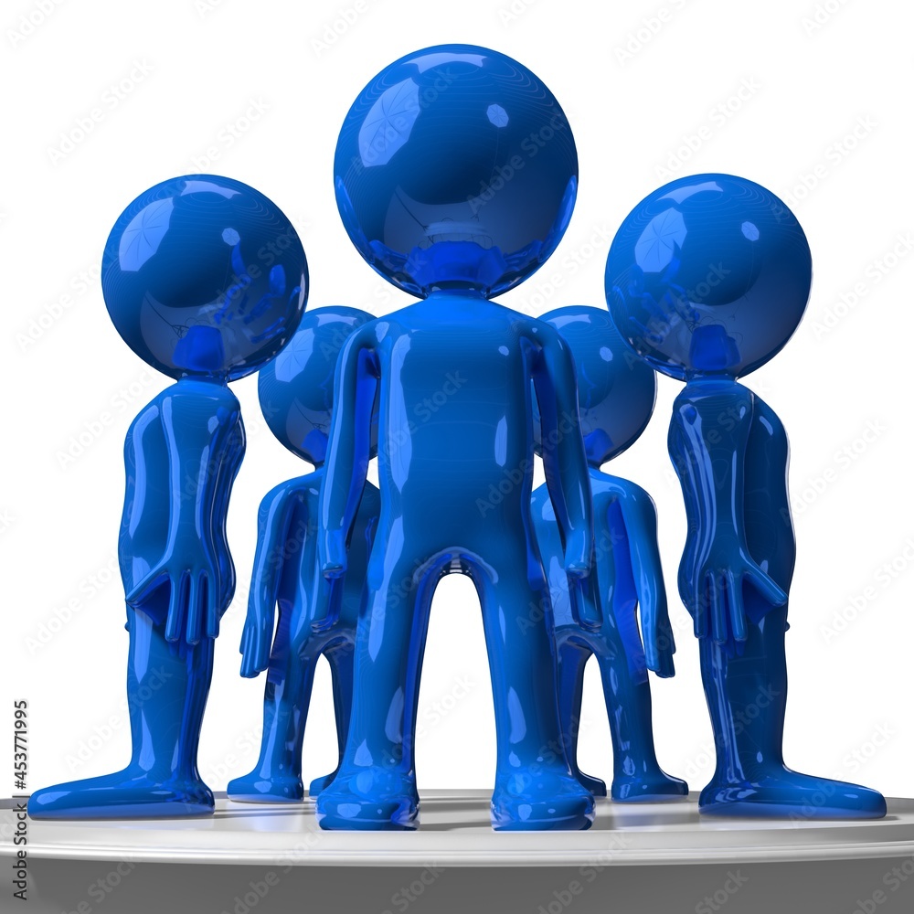 ภาพประกอบสต็อก Blue cartoon characters, teamwork concept - 3D ...