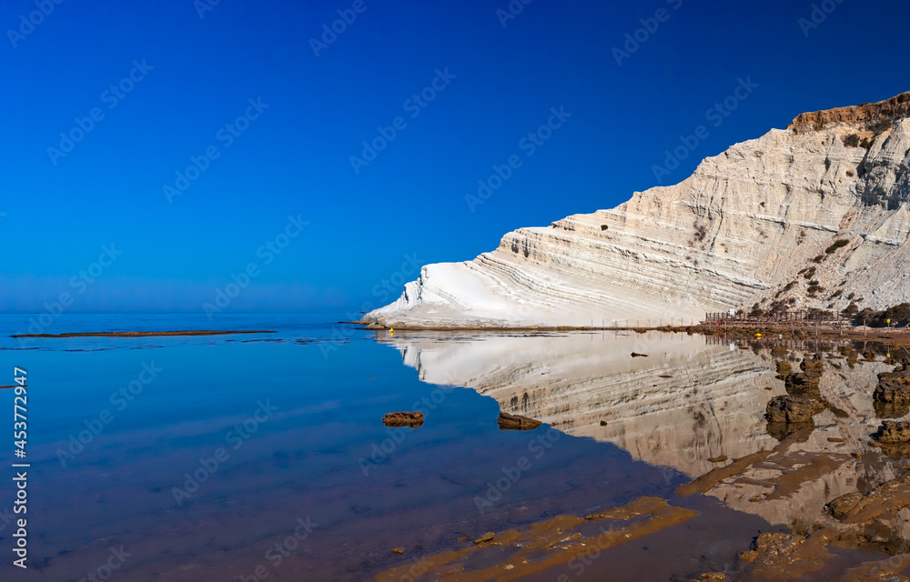 Scala dei Turchi. A fascinating limestone rock steep on an amazing sea ...