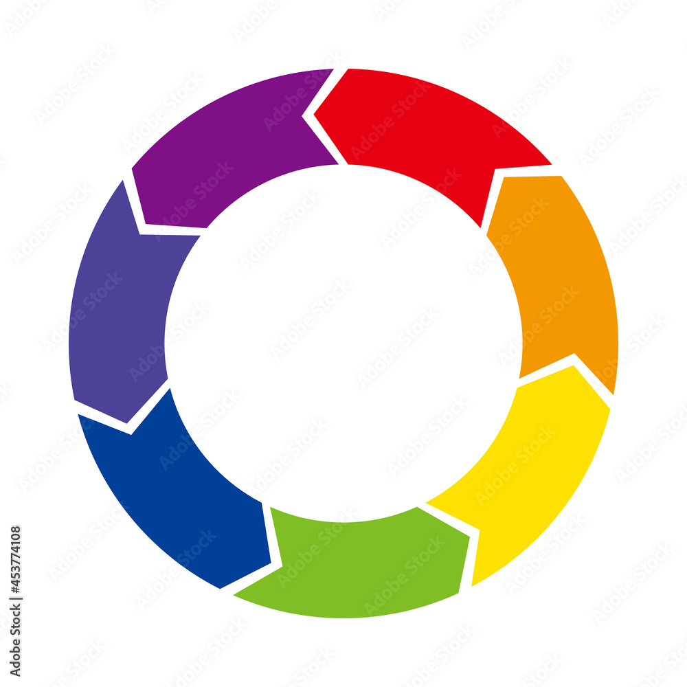 Infographics. Pie chart divided into 7 parts, charts, illustrations ...