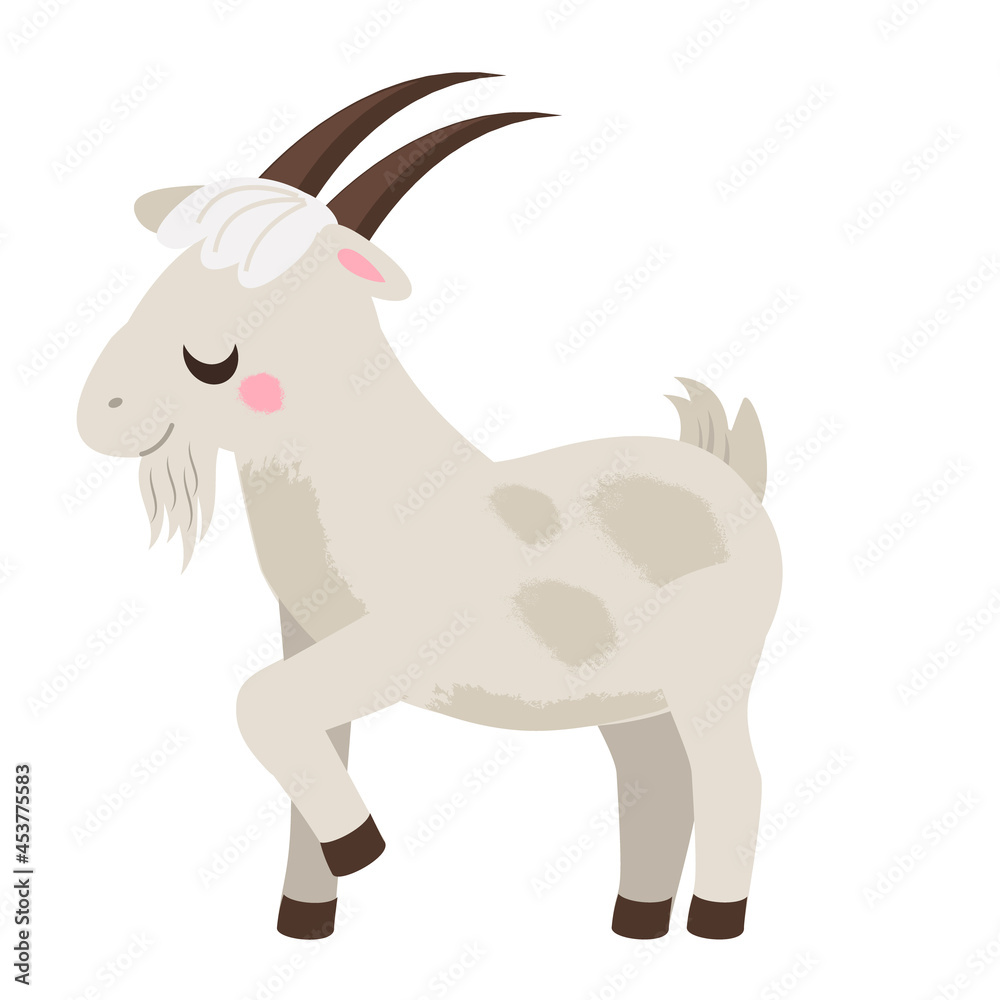 Cartoon goat male. Cute farm animal character. vector clip art Stock ...