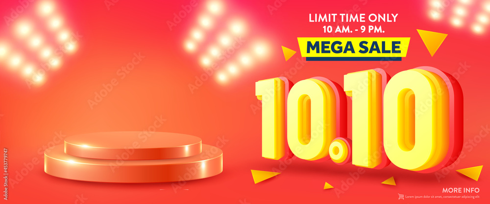 Vector of 10.10 Shopping day Poster or banner with product podium scene ...