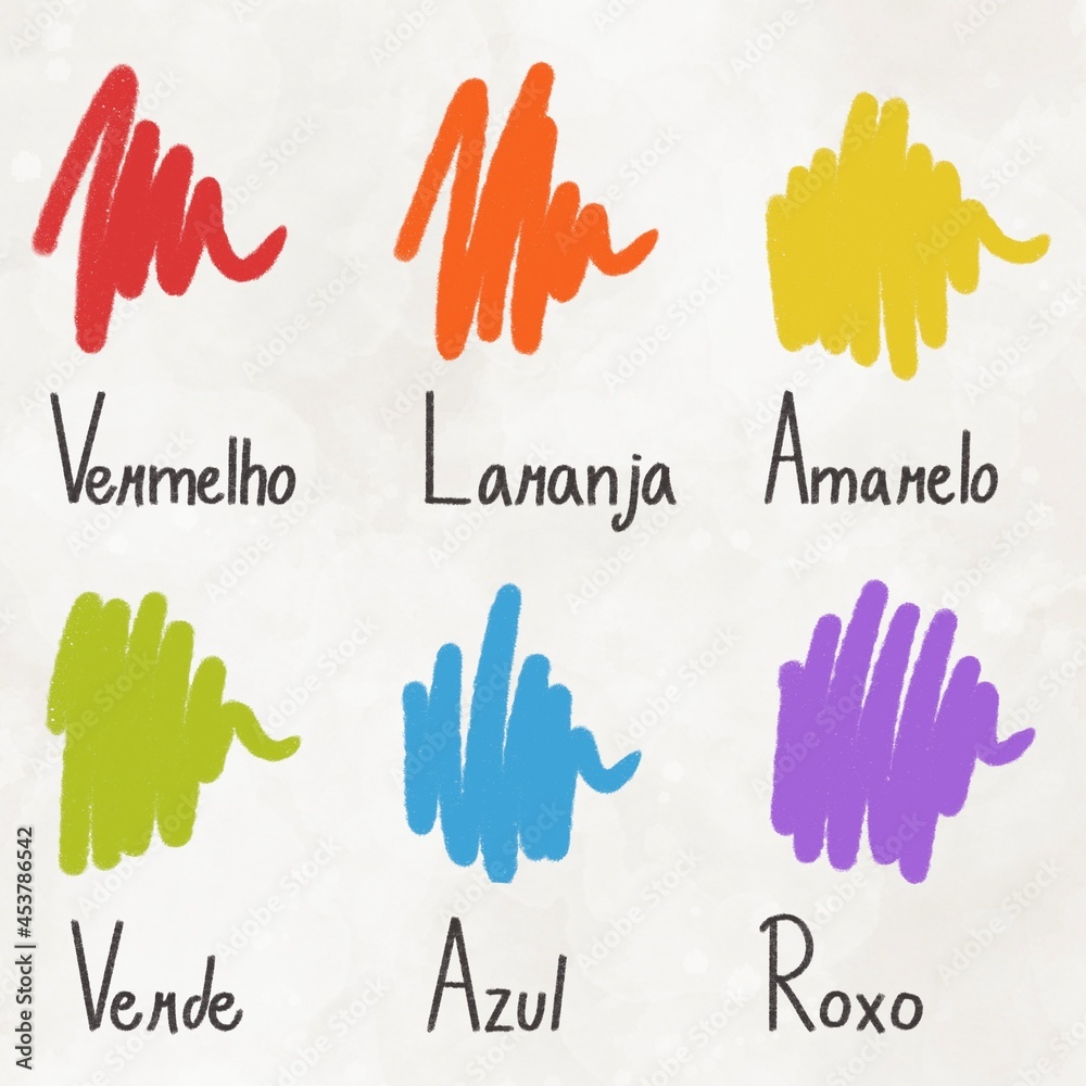 Learn Online vocabulary as cores. Portugal color words. Red, orange ...