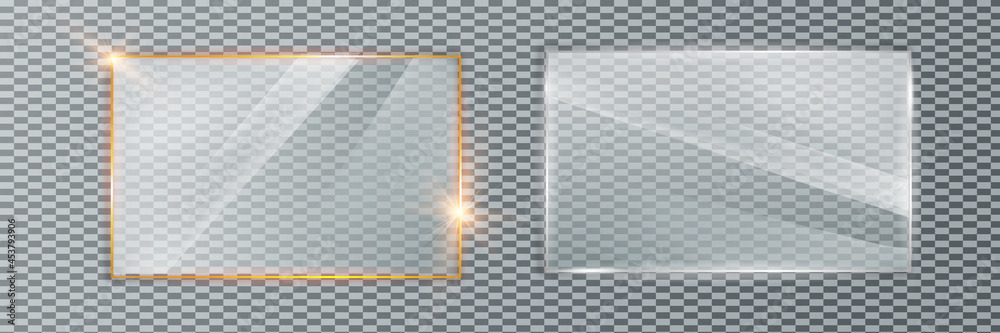 Glass plate on transparent background. Acrylic and glass texture with ...