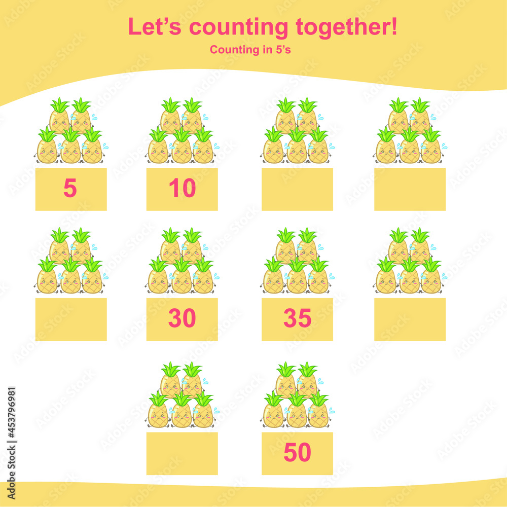 Counting Pineapple for children. Fruit Counting Math Worksheet ...