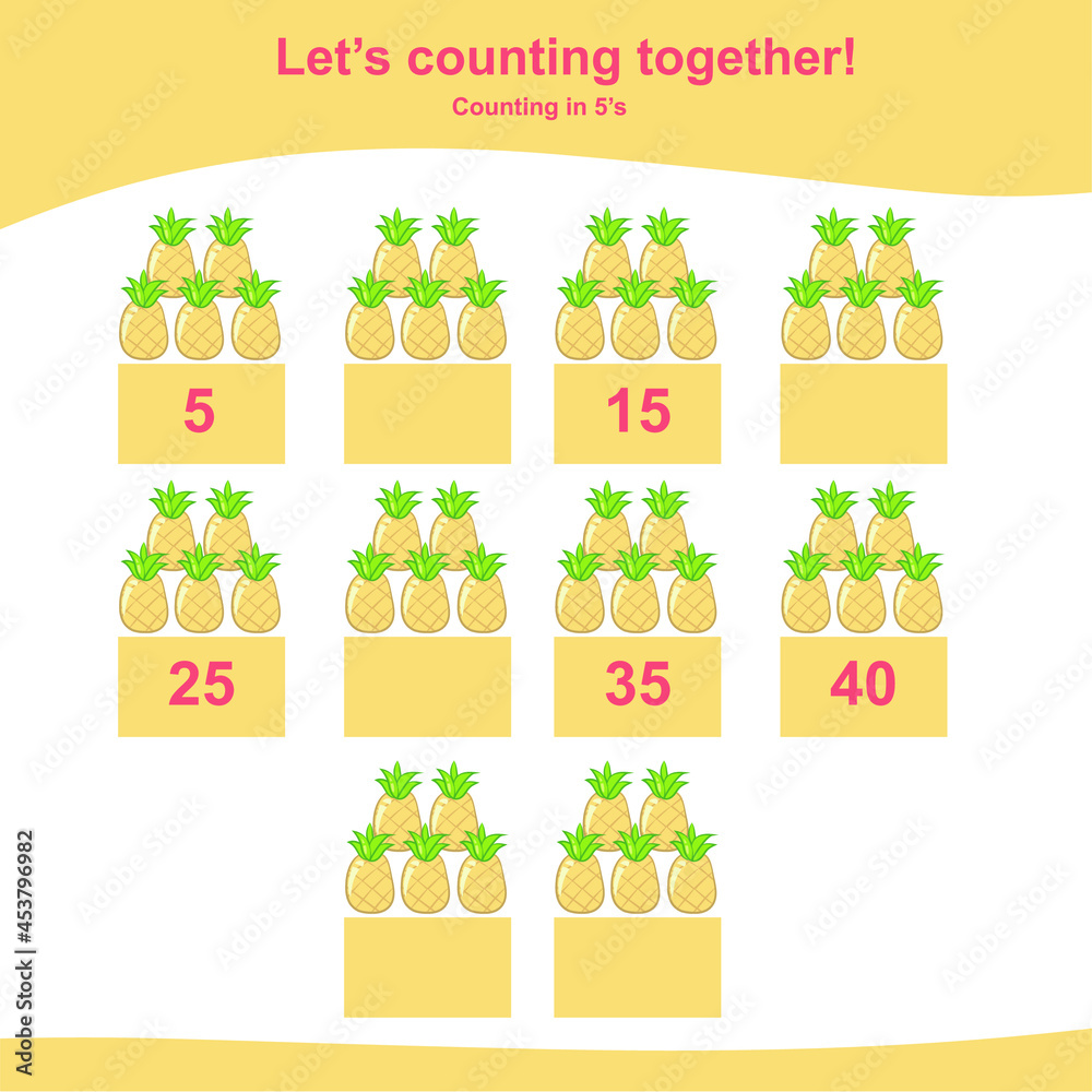 Counting Pineapple for children. Fruit Counting Math Worksheet ...