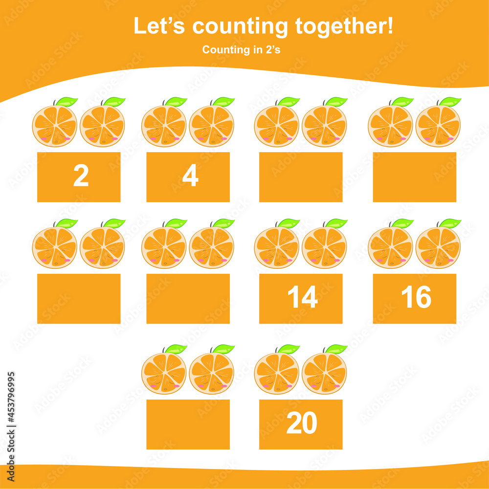 Vetor de Counting Oranges for children. Fruit Counting Math Worksheet ...