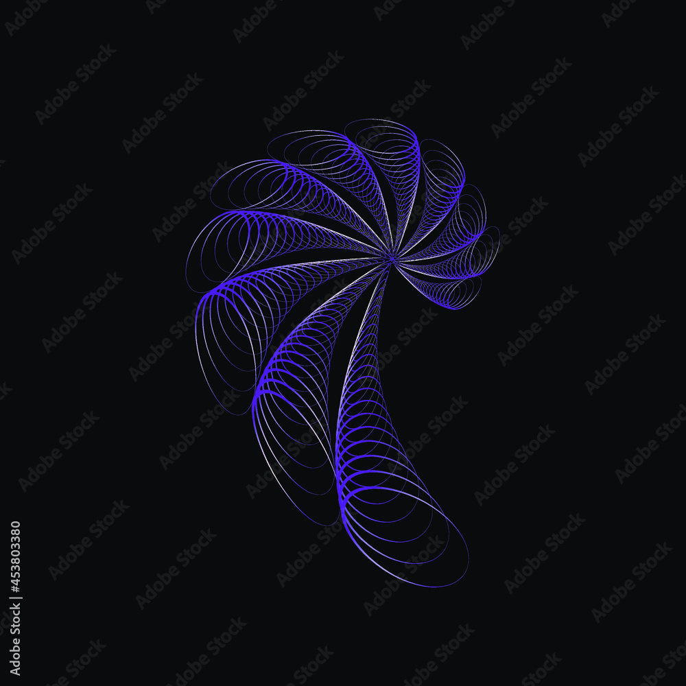 Shell, spiral, swirl logo.Twirl fractal symbol isolated on dark fund ...