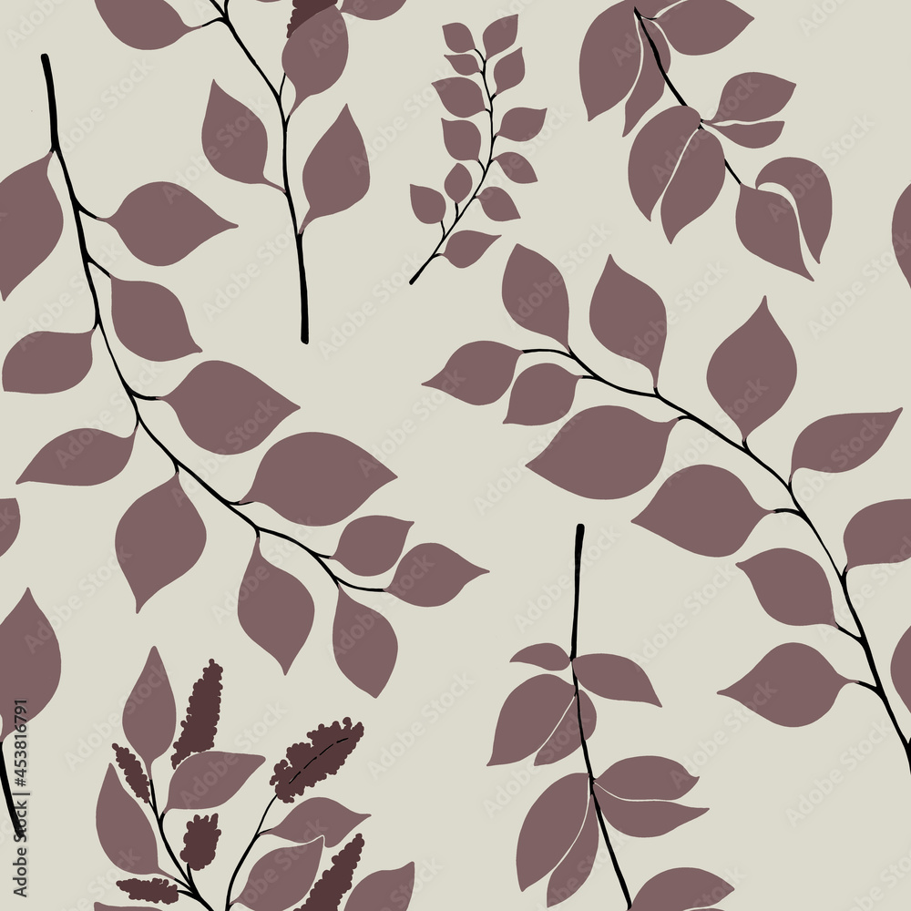 Seamless tree leaves on a regular background. The illustration can be ...