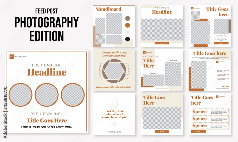 Set of editable social media instagram post photography, photographer ...