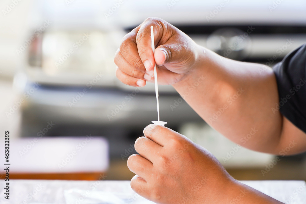 Positive test result by using rapid test for COVID-19, quick fast ...