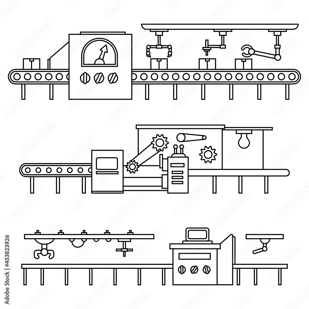 Assembly line vector set isolated on white background. Stock Vector ...