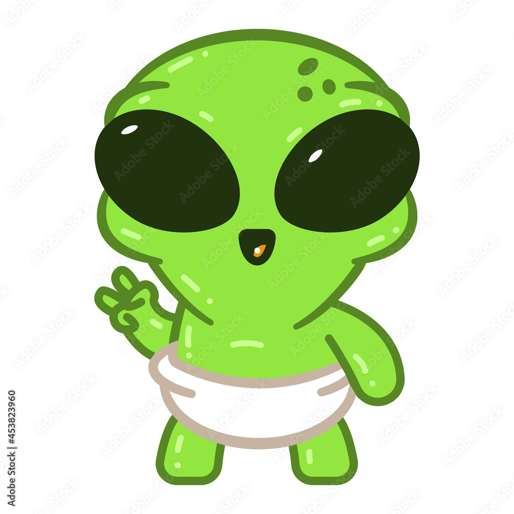 Cute baby alien in diaper vector cartoon character illustration ...