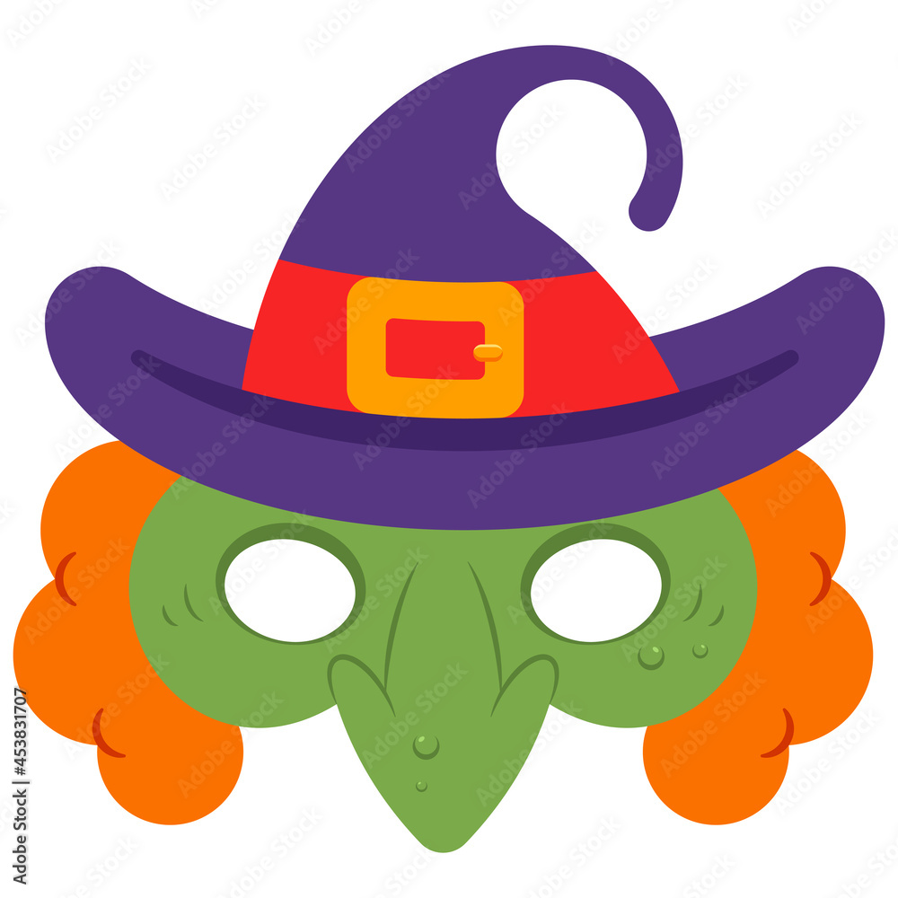 Halloween witch mask vector cartoon illustration isolated on a white ...