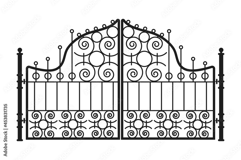 Gate vector black silhouette isolated on a white background. Stock ...