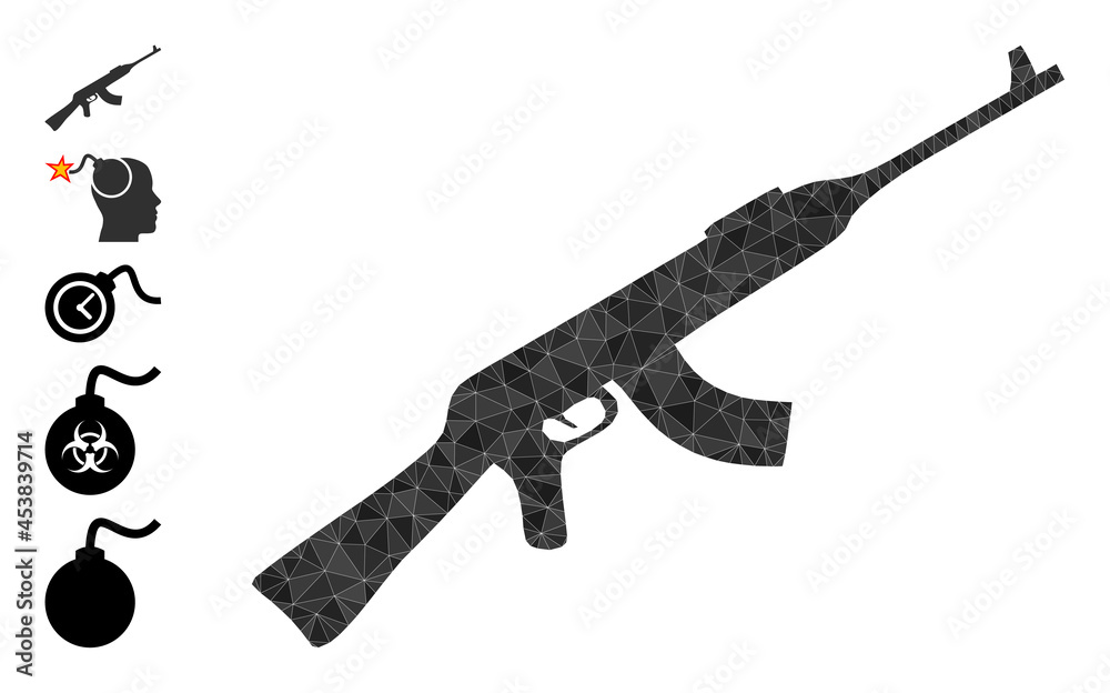 Triangle kalashnikov gun polygonal 2d illustration, and similar icons ...