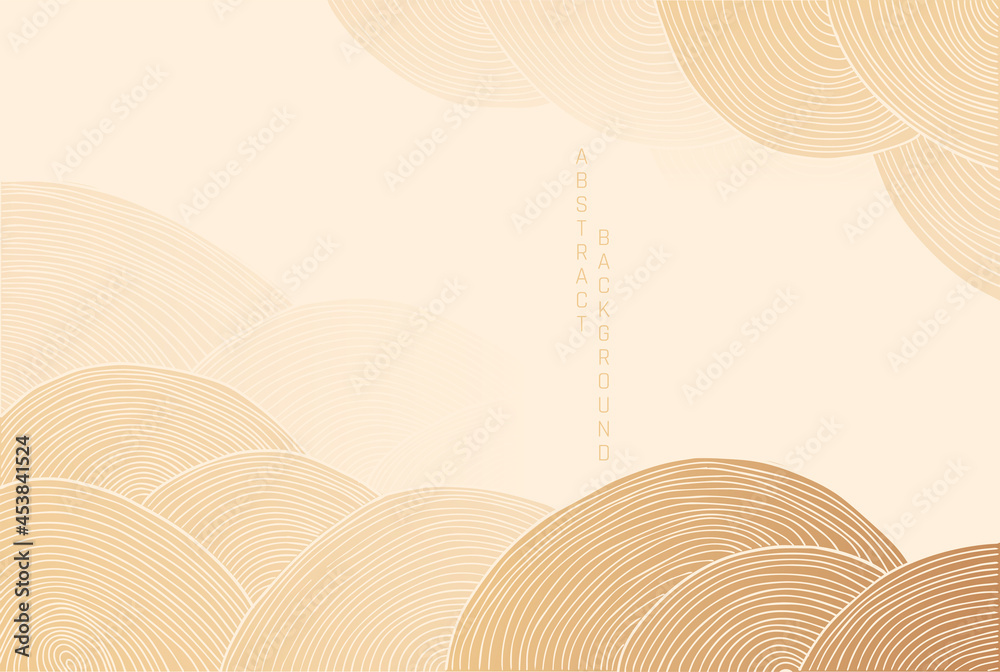 abstract japanese landscape on light background with colored lines and ...