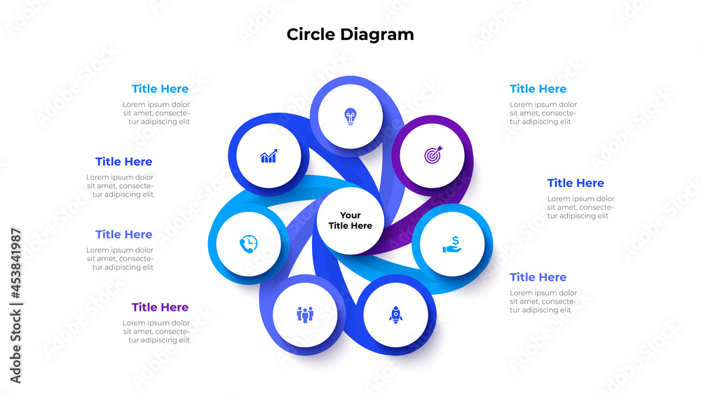 Abstract diagram divided into 7 segments. Concept of seven options of ...