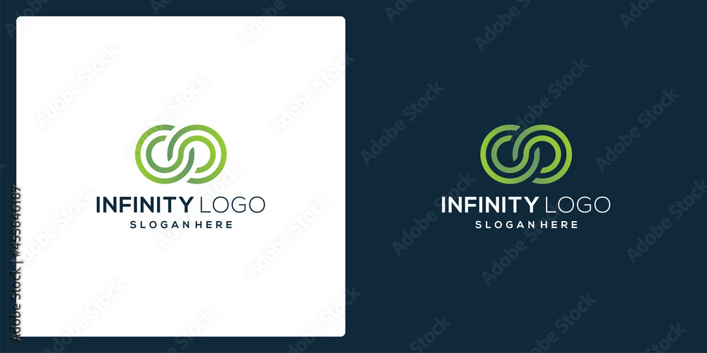 Infinity logo design template with tech model and gradient color design ...
