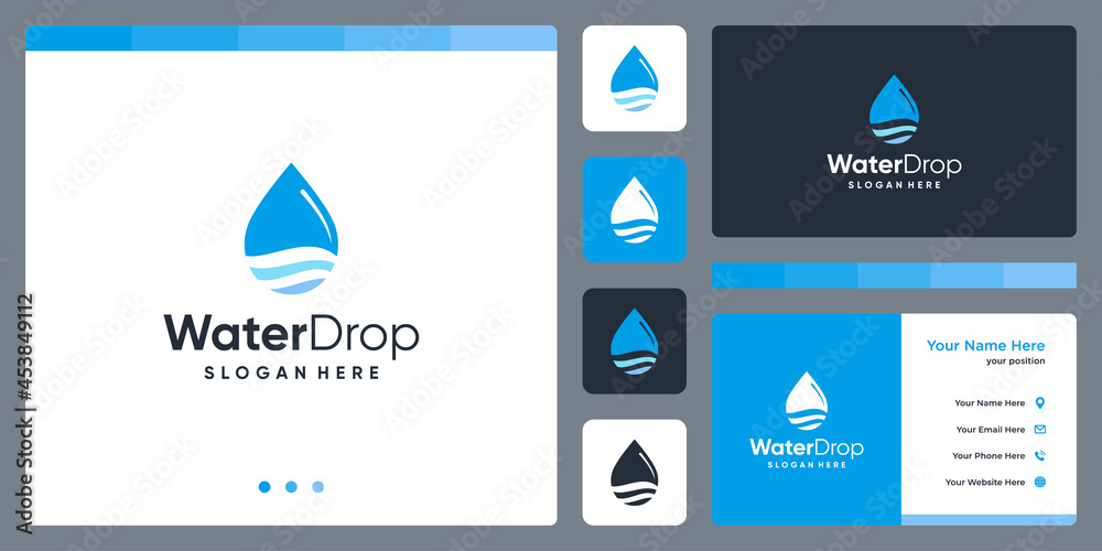 Water drop logo design template with wave design vector illustration ...