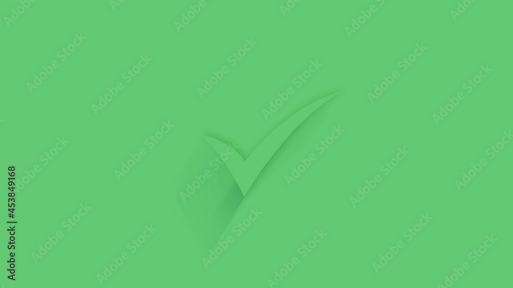 Animated check mark icon with shadow on green background. Neumorphism ...