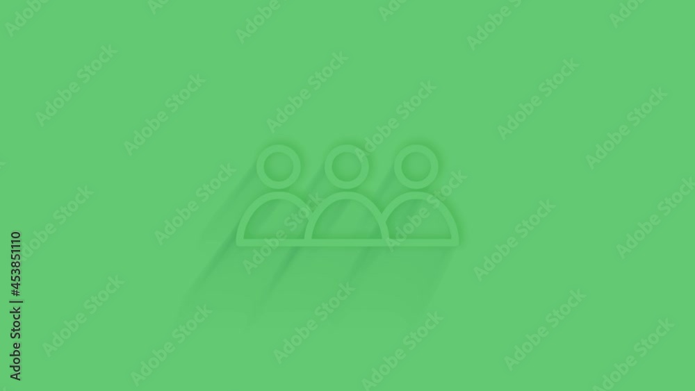 Animated three people icon with shadow on green background. Neumorphism ...
