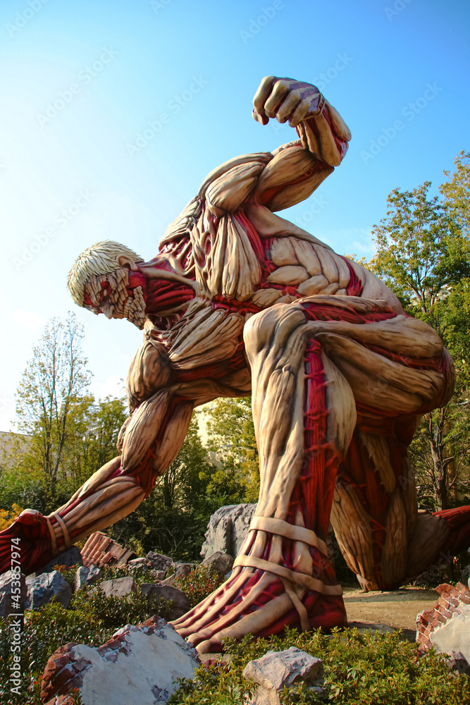 Osaka, Japan-January 21, 2017: Life-size armor giant statue, from ...