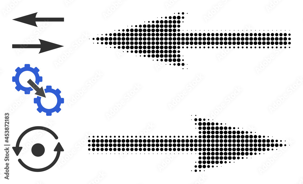 Halftone flip arrows. Dotted flip arrows generated with small circle ...