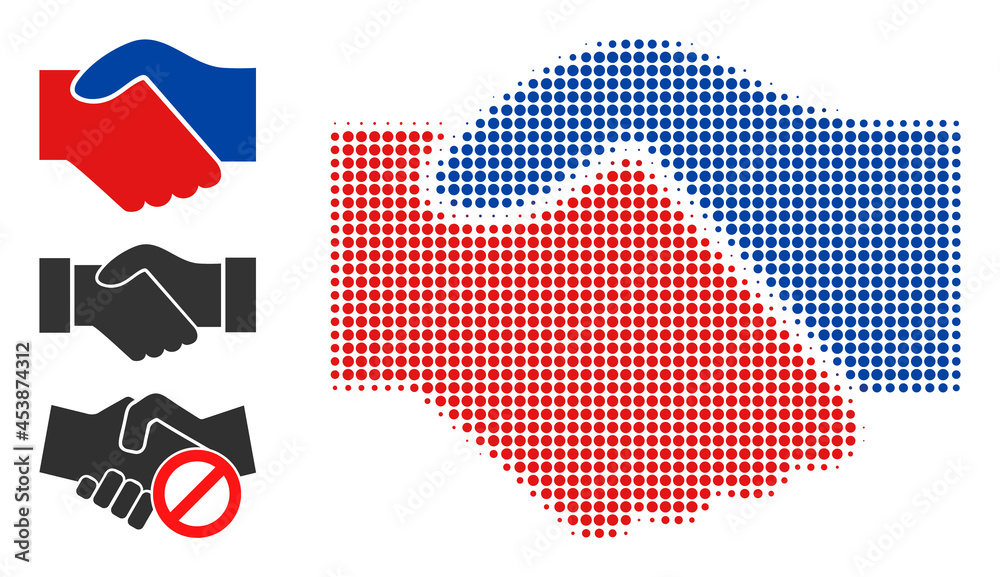 Halftone handshake. Dotted handshake designed with small round points ...